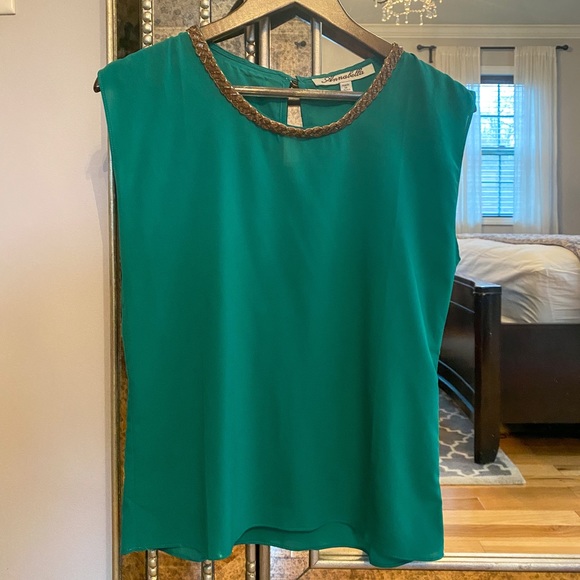 Annabella | Tops | Annabella Emerald Green Top With Gold Beaded ...
